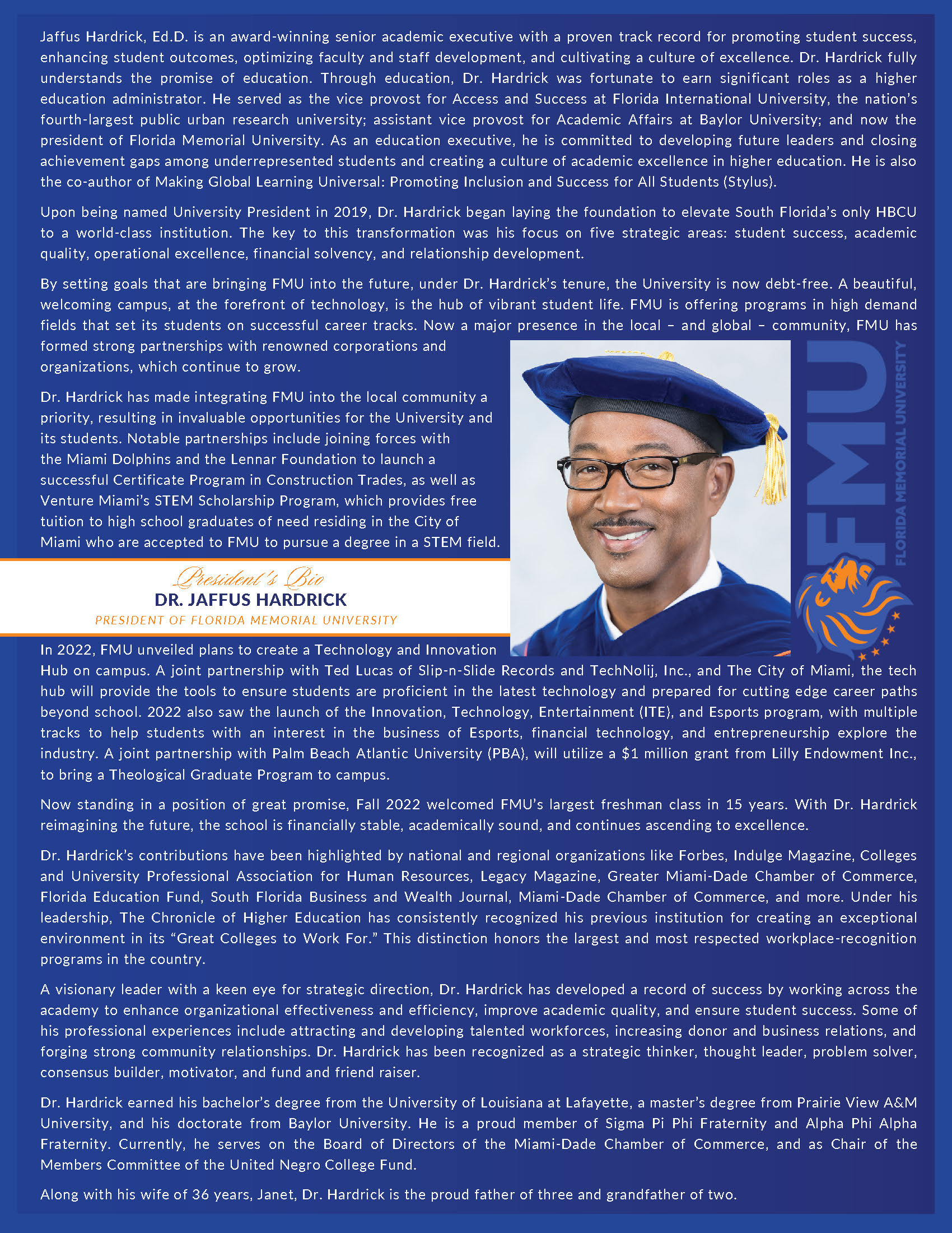 About President Hardrick – Florida Memorial University